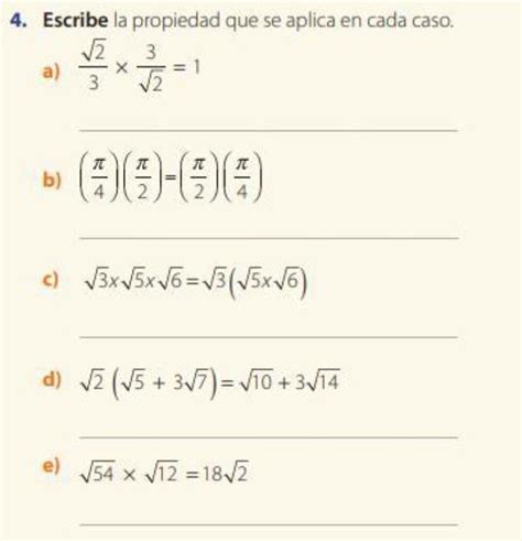 Escribe La Propiedad Que Se Aplica En Cada Caso Brainly Lat