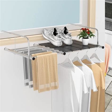 Sechoir Linge Mural Étendoir Pliable Acier Inoxydable Cintre Mur