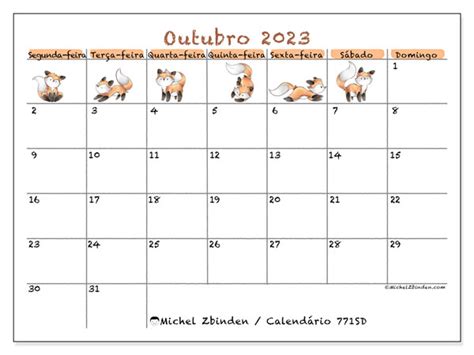 Calendário de outubro de 2023 para imprimir 504SD Michel Zbinden BR