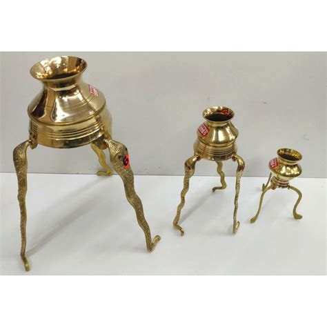 AtoZ India Cart Shivling Stand And Abhishek Lota Kalash In Brass