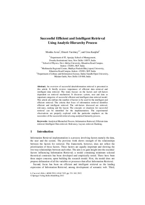 pdf successful efficient and intelligent retrieval using analytic hierarchy process monika
