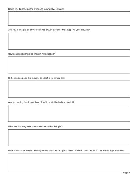 Cbt Socratic Questions Worksheet Editable Fillable Printable Pdf