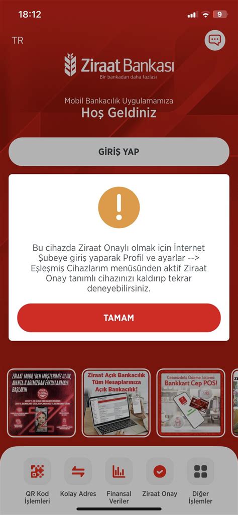 Ziraat Bankası Cihaz Değişikliğinden Dolayı Mobile Bankacılık Hesabıma