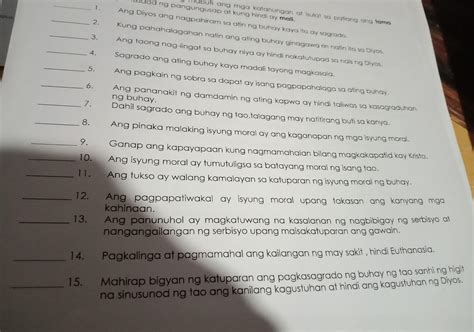 Tama O Mali Basahin Ang Mga Katanungan At Isulat Sa Patlang Ang Tama