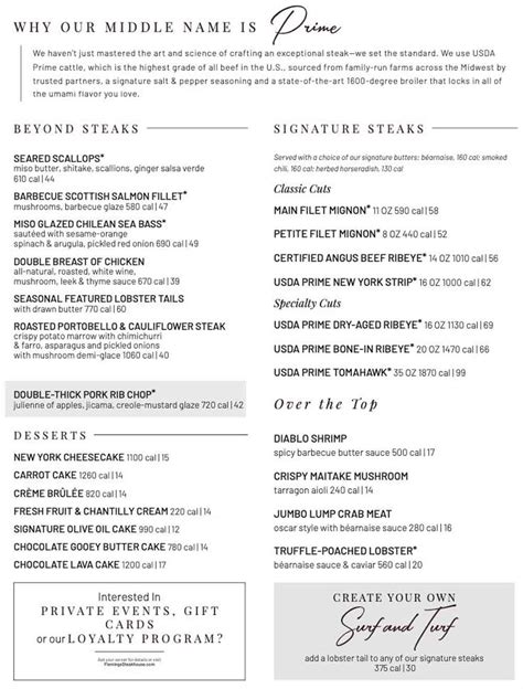 Menu For Flemings Prime Steakhouse Wine Bar 6515 S Las Vegas Blvd