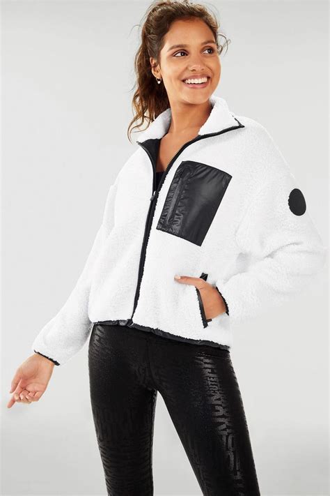 Larissa Fleece Zip Up Jacket White Women S Fashion