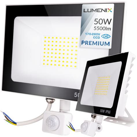 Halogen Reflektor LAMPA NAŚWIETLACZ WODOODPORNY LED 50W Z CZUJNIK RUCHU