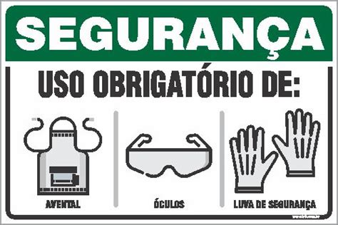 Placa de segurança uso obrigatório de avental óculos luva Trik
