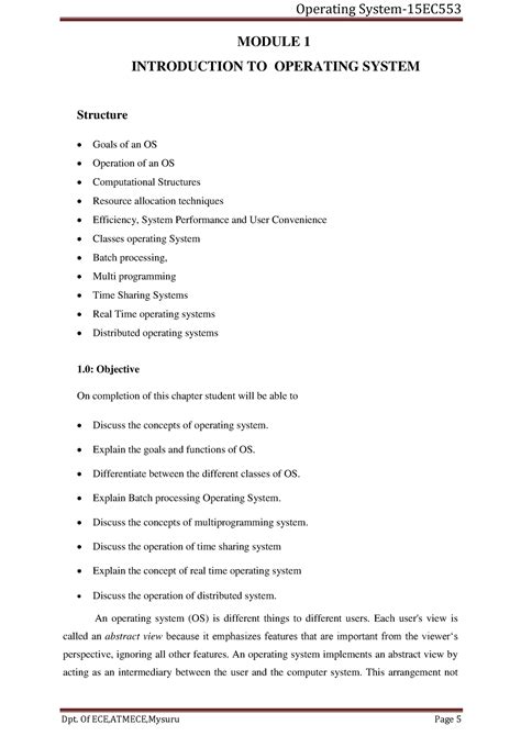 notes pdf operating system for 6th sem module 1 introduction to operating system structure