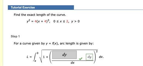 Solved Tutorial Exercise Find The Exact Length Of The Curve Chegg