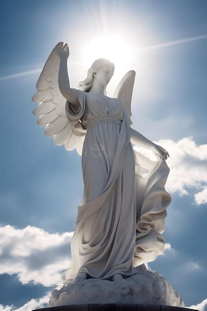 Estatua Del Ngel Blanco De Reverencia Celestial En Pose De Oraci N