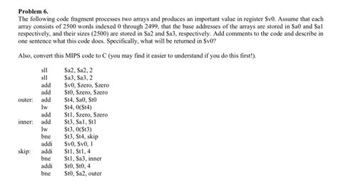 problem 6 the following code fragment processes two