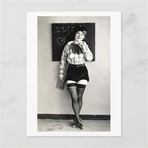French Flirt Nylon Stocking Pinup Girl Postcard Zazzle