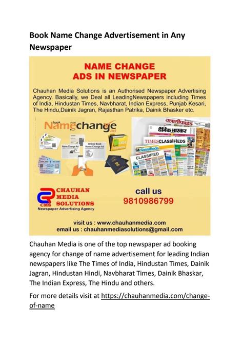 Book Name Change Advertisement In Any Newspaper By Chauhanmedia Issuu