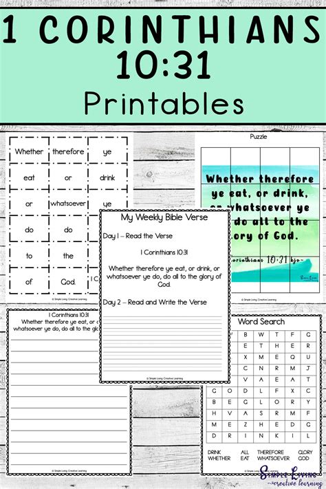 Monday Memory Verse 1 Corinthians 10 31 Printables Simple Living