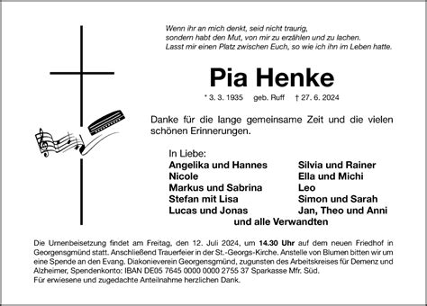 Traueranzeigen Von Pia Henke Trauer Nn De