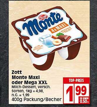 Zott Monte Maxi Oder Mega Xxl Angebot Bei Elli Markt 1Prospekte De