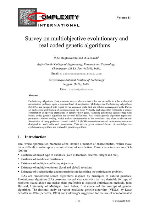 pdf survey on multiobjective evolutionary and real coded genetic