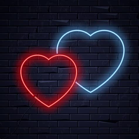 Corazón de neón iluminado amor Vector Premium