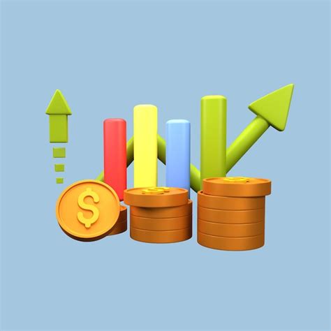 Gráfico de crecimiento de iconos en 3d Archivo PSD Premium