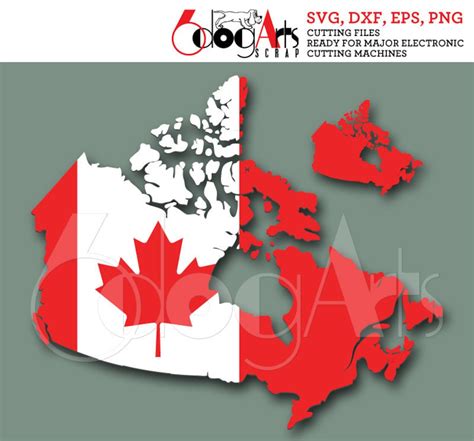 Canada Flag Map Digital Files Svg Dxf Eps Png Silhouette Scal Cricut