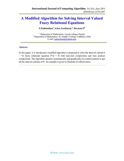 a modified algorithm for solving interval valued fuzzy relational equations pdf