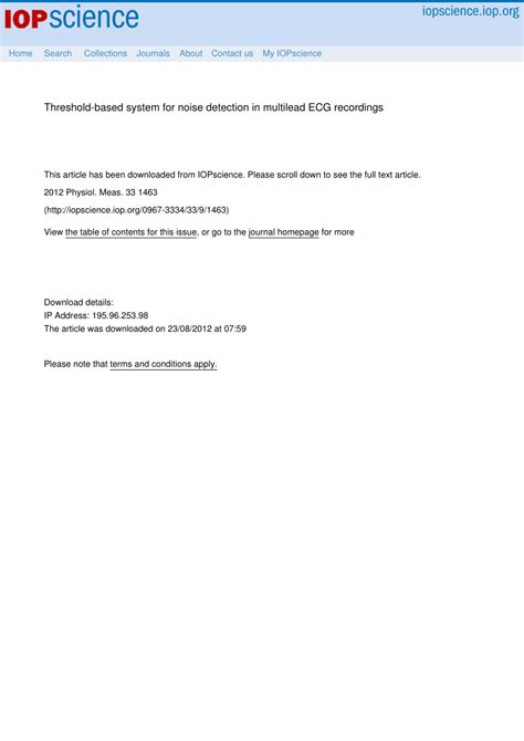 pdf threshold based system for noise detection in multilead ecg recordings