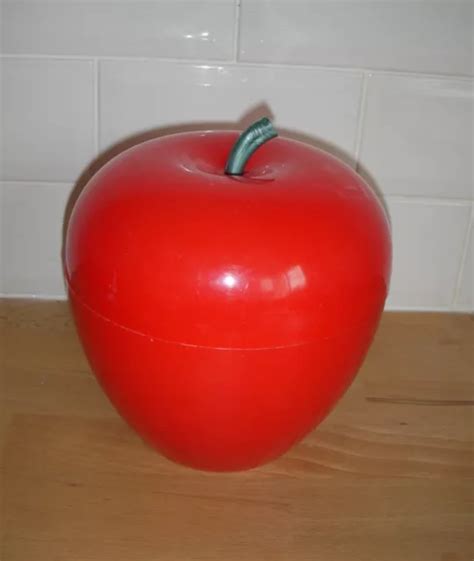 ANCIEN SEAU BAC à GLAÇONS en forme de POMME DE COULEUR ROUGE ANNEES