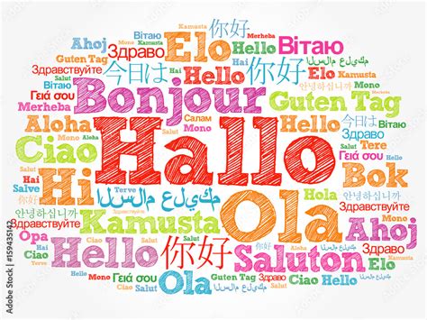 Hallo Hello Greeting In German Word Cloud In Different Languages Of