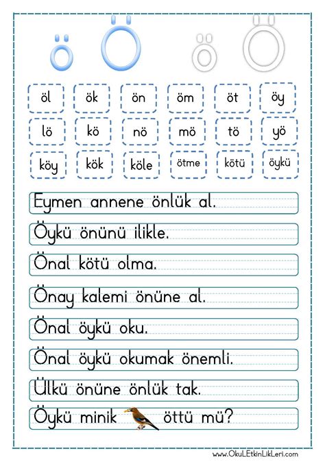 ö Sesi Hece ve Cümle Okuma Metni Seyit Ahmet Uzun Eğitime Yeni