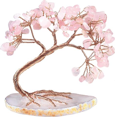 Nupuyai Rosenquarz Kristall Baum Feng Shui Edelstein Baum Lebensbaum