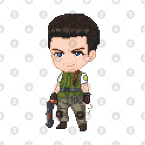 Chris Redfield Resident Evil Pixel Art Resident Evil Long Sleeve T