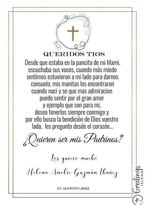 Carta A Padrinos De Bautizo Quieres Ser Mi Padrino Pedir A Alguien