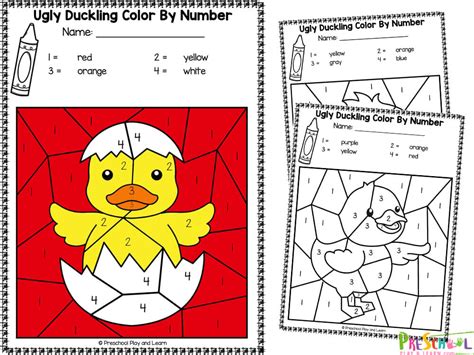 Free The Ugly Duckling Color By Number Worksheets