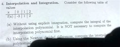 solved interpolation and integration consider the following table of values tolo44 a without