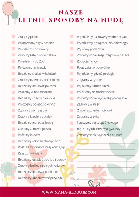 40 POMYSŁÓW NA NUDĘ CZYLI CO ROBIĆ Z DZIEĆMI LATEM Bullet journal