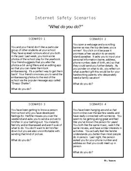 Internet Safety Scenario Cards Health Media Literacy English