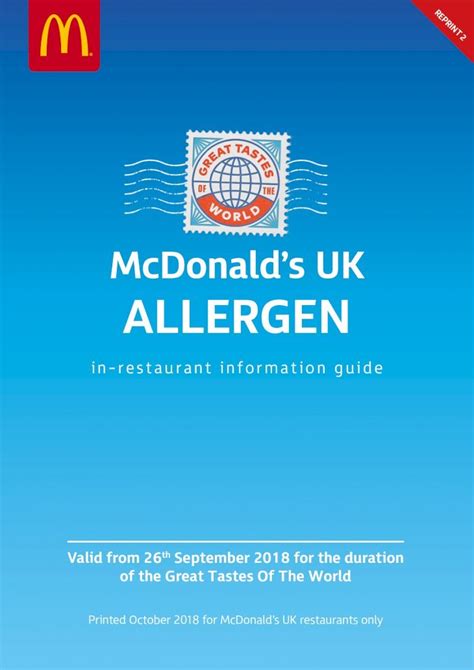 Pdf Mcdonalds Uk Allergen In Restaurant Information