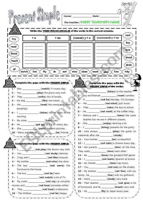 Present Simple Exercises ESL Worksheet By Orihime
