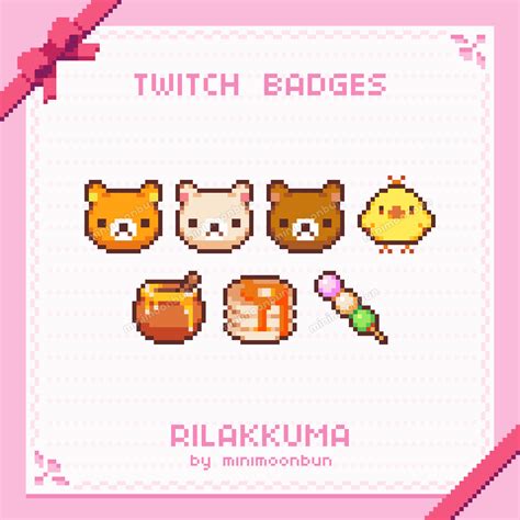 Rilakkuma Badges Cute Pixel Art Twitch Sub Bit Badges Minimoonbun S