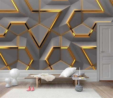 Amazon Muravie Wallpapers D Look Gold Wallpaper Geometric Mural