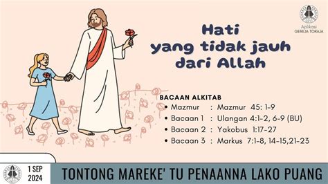 Ibadah Hari Minggu 1 September 2024 Gereja Toraja Jemaat Satria Kasih