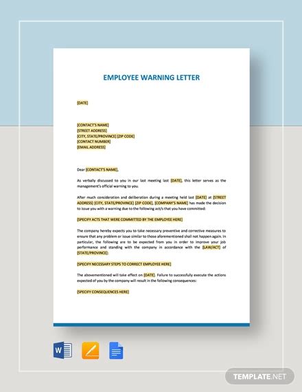 Employee Warning Letter Examples 11 In PDF Google Docs MS Word