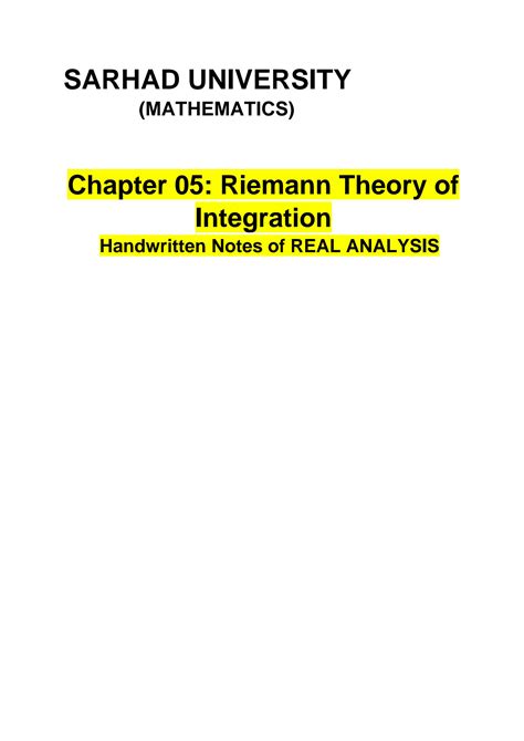 solution riemann theory of integration real numbers handwritten notes of real analysis