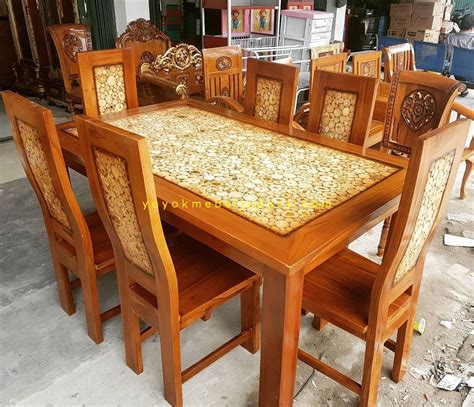 Meja Makan Minimalis Modern 6 Kursi Jati