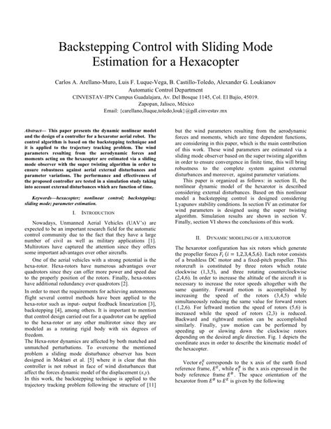 pdf backstepping control with sliding mode estimation for a hexacopter