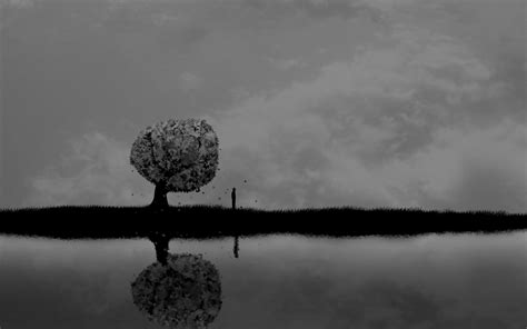 Fondos de pantalla Obra de arte Árboles cielo monocromo 1920x1200
