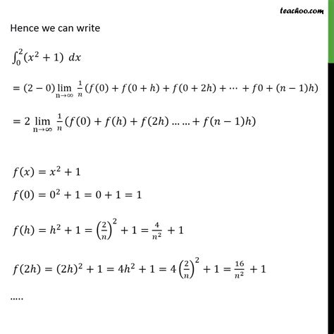 example 25 find integral x2 1 dx as limit of a sum examples