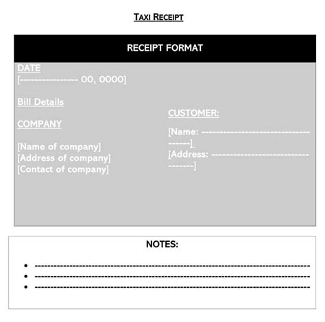 Free Blank Taxi Cab Receipt Templates Word PDF