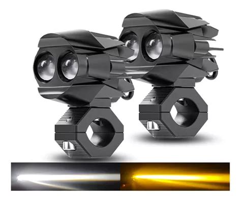 Par Faros Led Lupa Laser Blanco Amarillo Moto Exploradora Meses Sin